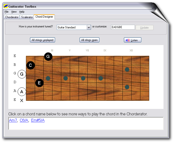 Guitarator Toolbox screenshot - Chord Designer