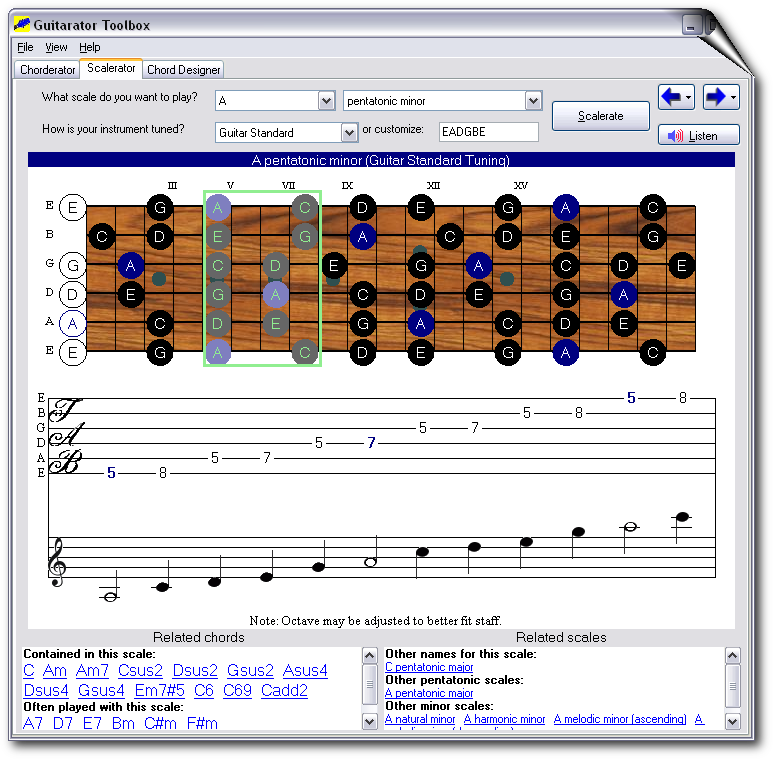 Guitarator Toolbox screenshot - Scalerator